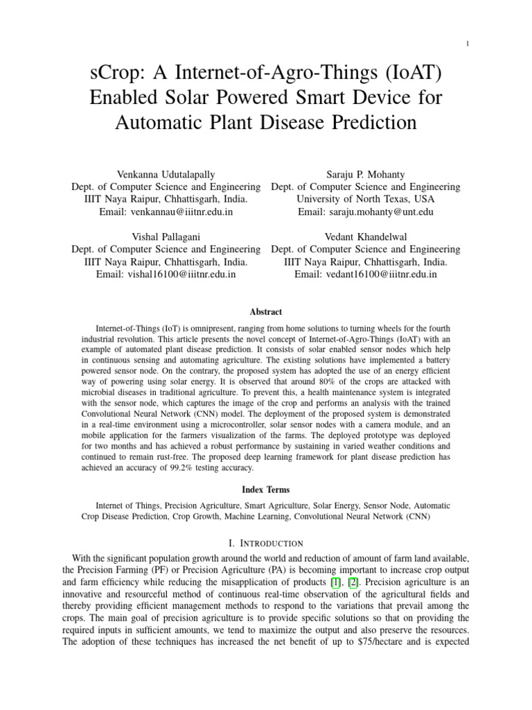Solar-Powered IoAT for Crop Disease Prediction | PDF | Internet Of ...