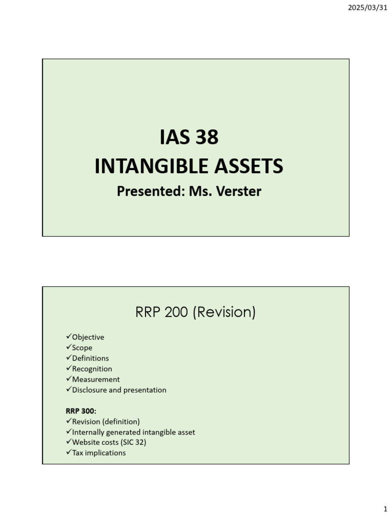 IAS 38 Lectures 1 & 2 2025 2 | PDF | Intangible Asset | Tax Deduction