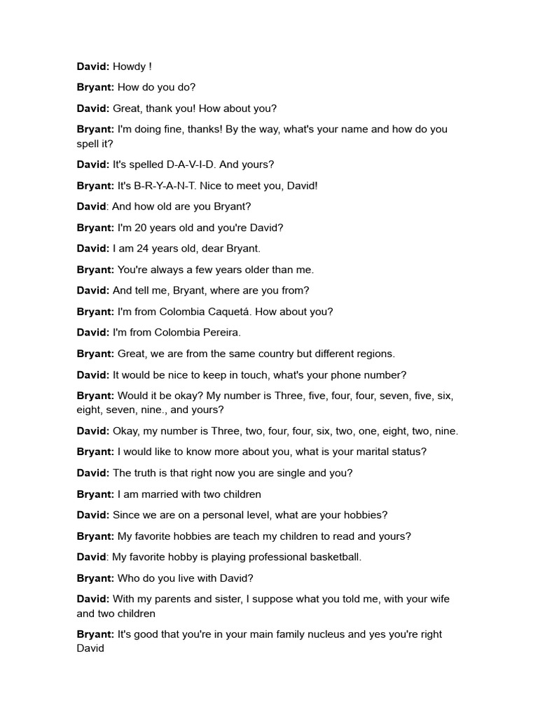 Conversacion en Ingles David HC | PDF