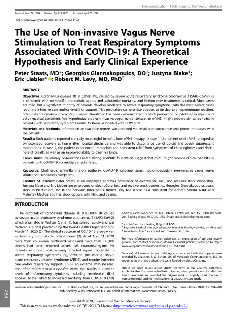 The Use of Non Invasive Vagus Nerve Stimulation To | PDF | Asthma | Cough