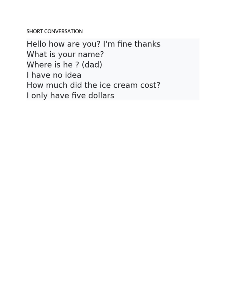 Short Conversation | PDF