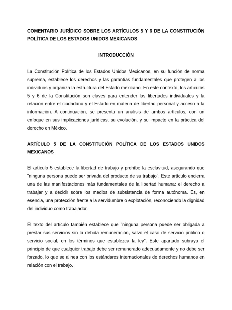 Análisis de Artículos 5 y 6 Constitución | PDF | Derecho laboral ...