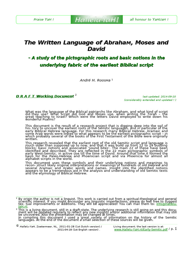 The Written Language of AbrahaM, Moses and David | PDF | Hebrew ...