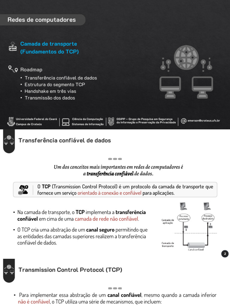 (Redes) (Aula09) Camada de Transporte (Fundamentos Do TCP) | PDF | Protocolo de controle de ...