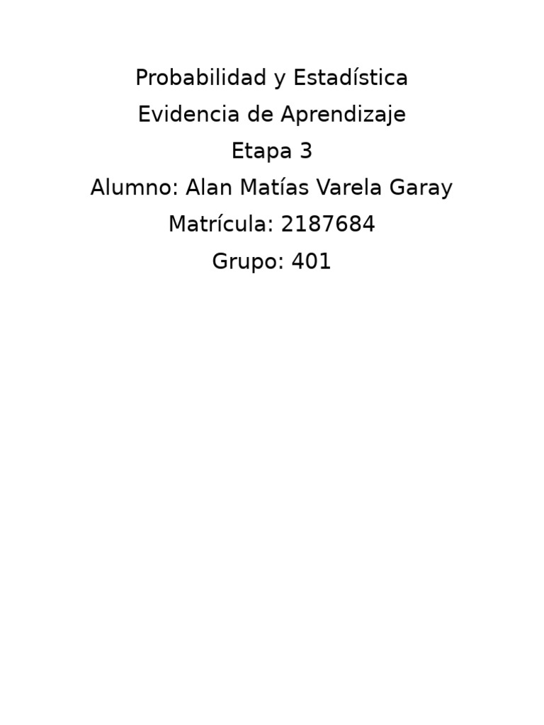 Evidencia de Aprendizaje 3 PyE | PDF