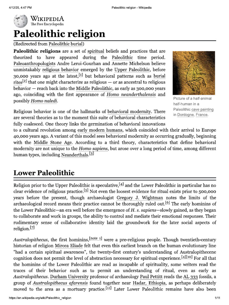 Paleolithic Religion | PDF