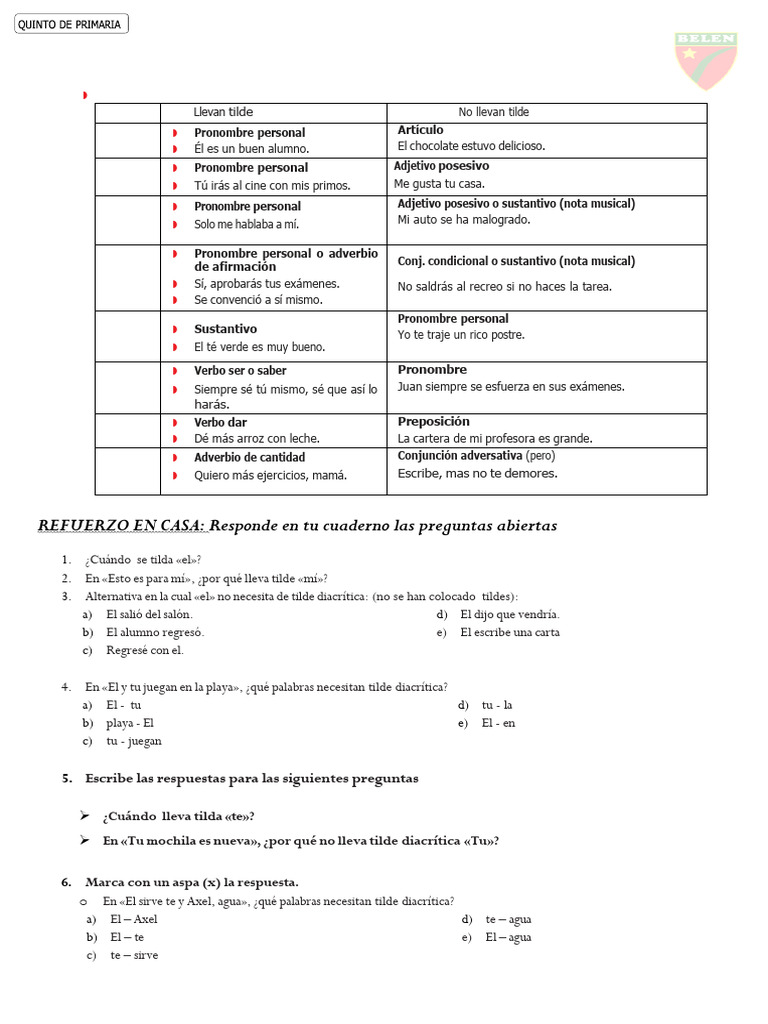 Monosílabos Con y Sin Tilde | PDF | Morfología Lingüística | Unidades ...