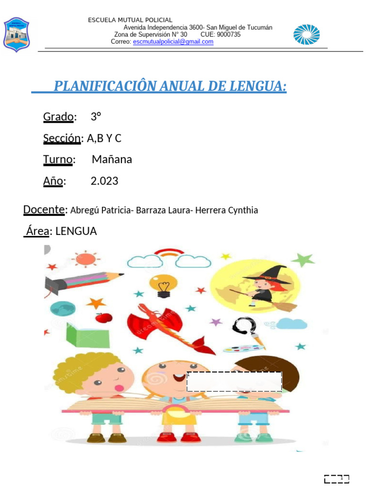 Planificaciôn Anual DE Lengua:: Grado: 3° Sección: A, B Y C Turno ...