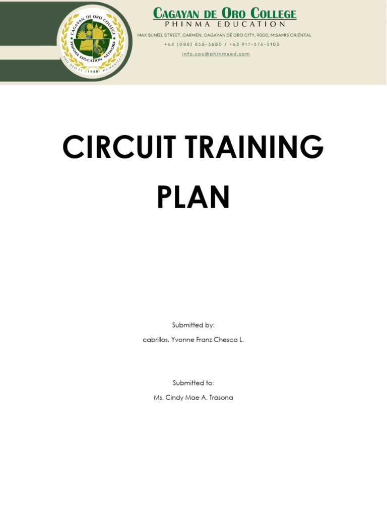 PED 030 Circuit Training Plan | PDF | Kettlebell | Strength Training