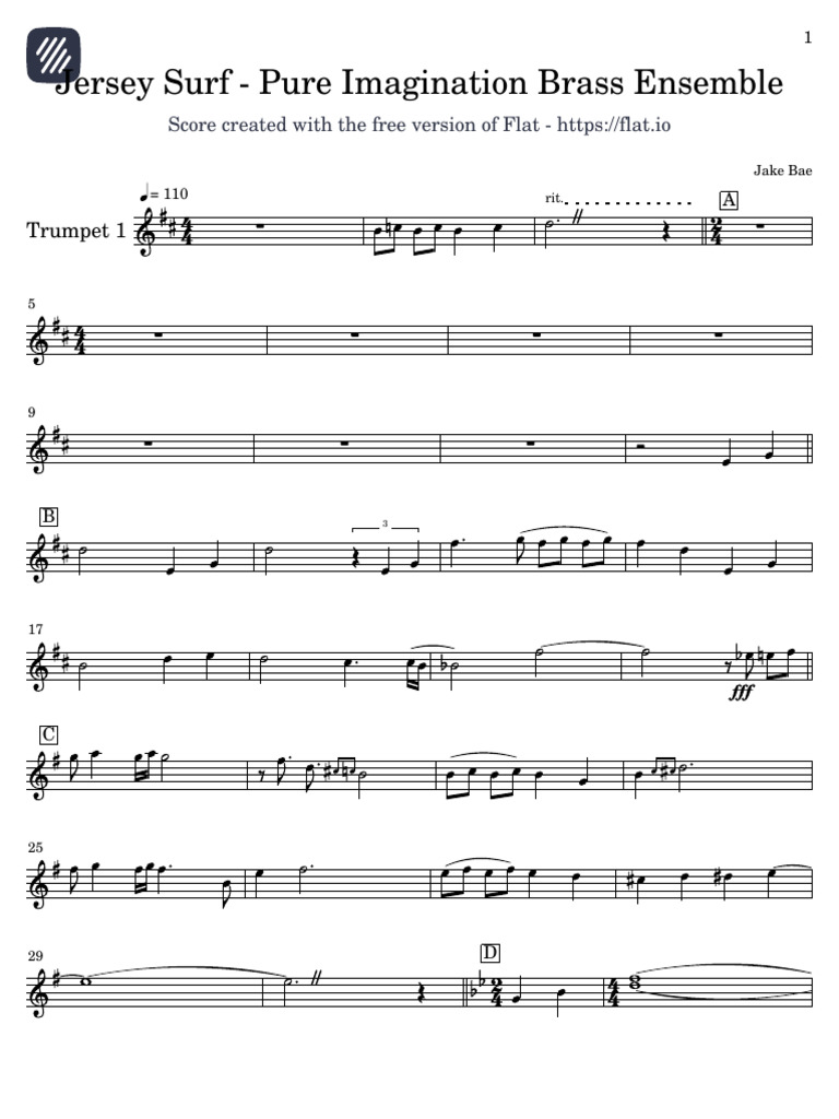 Jersey Surf - Pure Imagination Brass Ensemble | PDF