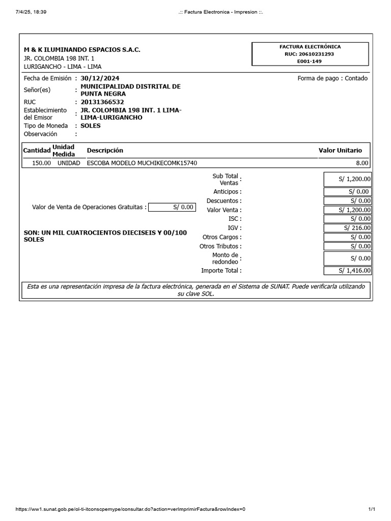 Factura de Compras Peru | PDF | Bancario | Servicios (economía)