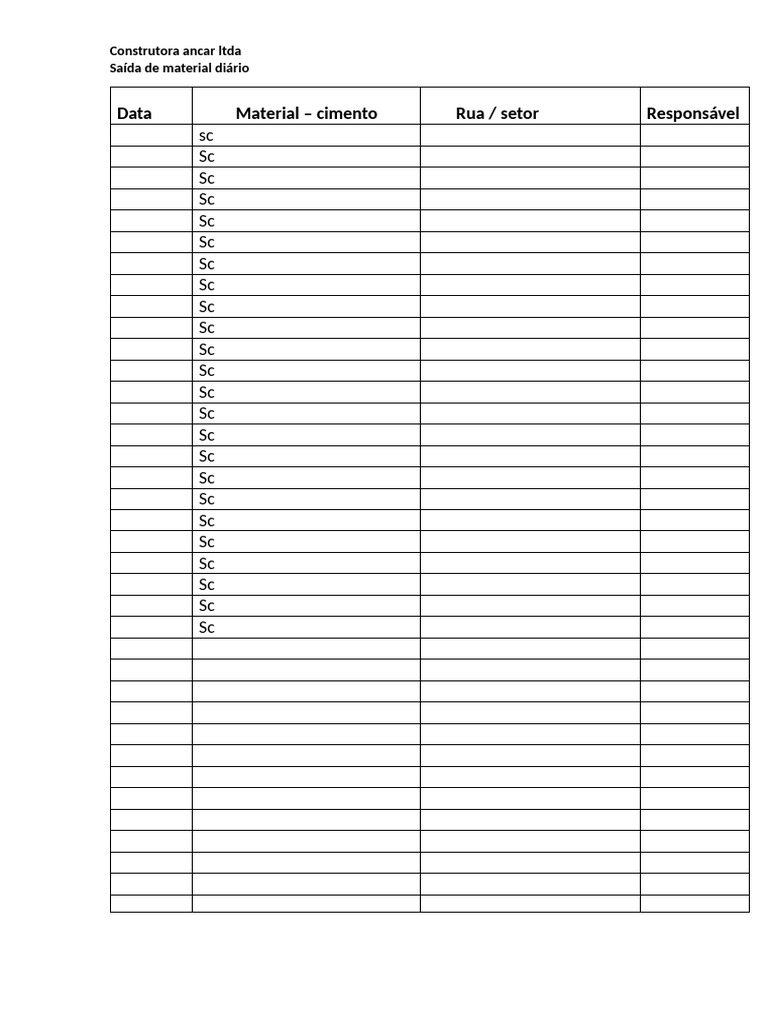 Saida de Material Diario | PDF
