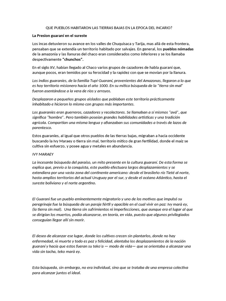 Que Pueblos Habitaron Las Tierras Bajas en La Epoca Del Incario | PDF ...