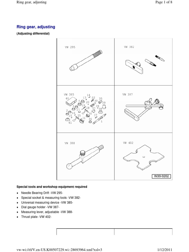 01E FWD Ring and Pinion Adjustement | PDF | Gear | Machines