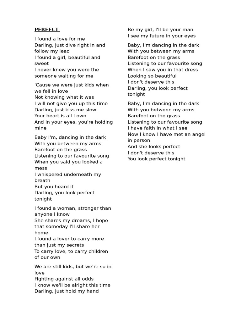 "Perfect Love Song Lyrics Analysis" | PDF