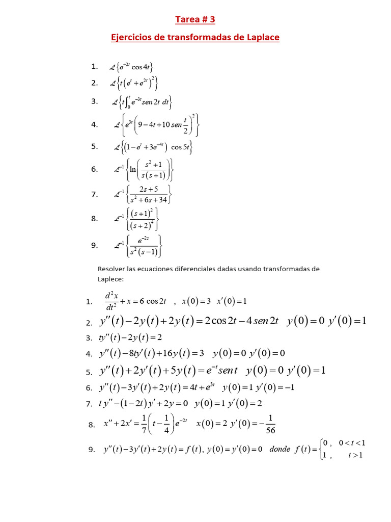 TAREA #3 Tranf. Laplace | PDF