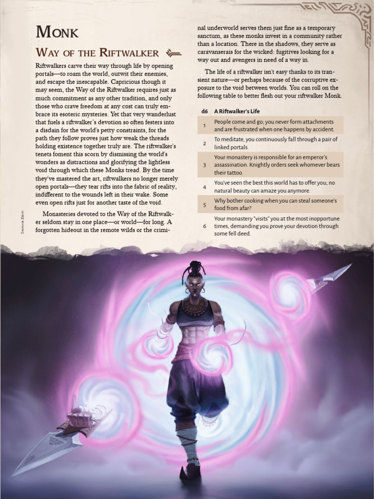 Riftwalker Monk Subclass v0.1 | PDF