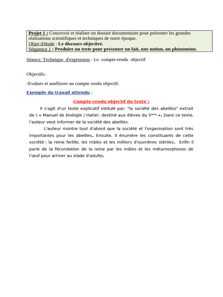 Le Compte Rendu Objectif | PDF