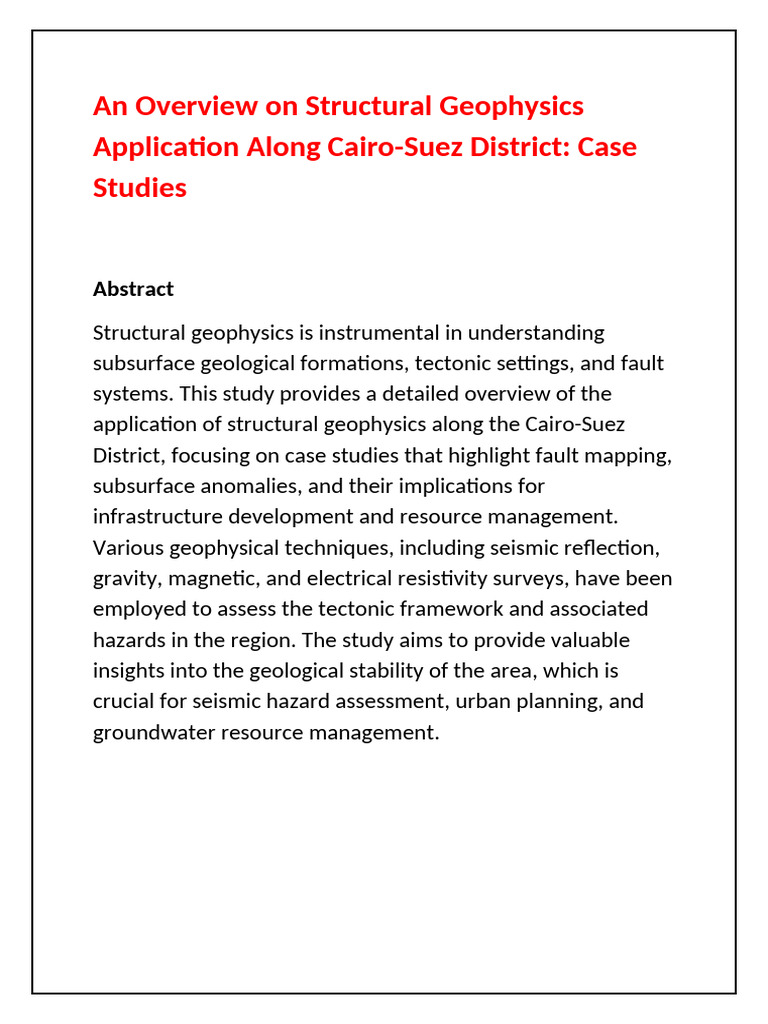 An Overview On Structural Geophysics Application Along Cairo | PDF ...