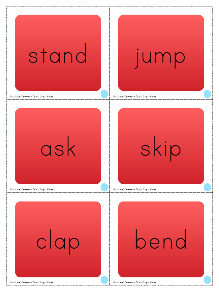 Blue Reading Command Cards | PDF