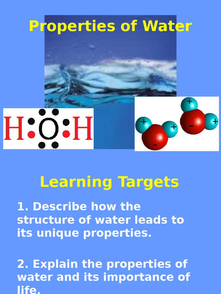 Properties of Water Notes | PDF | Water | Properties Of Water