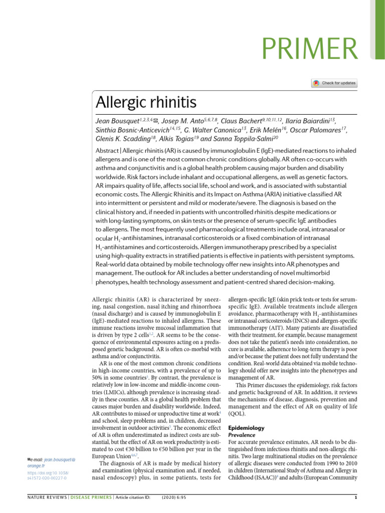 RINITIS ALÉRGICA 2020 | PDF | Allergy | Allergen