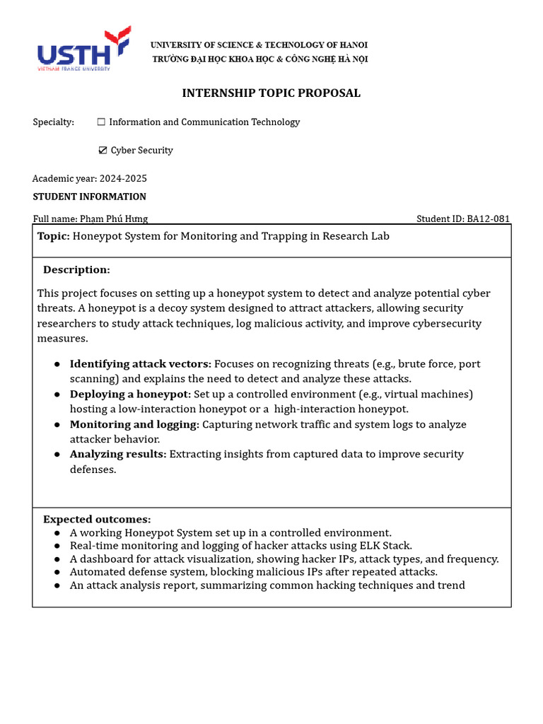 Internship Topic Proposal | PDF | Security | Computer Security