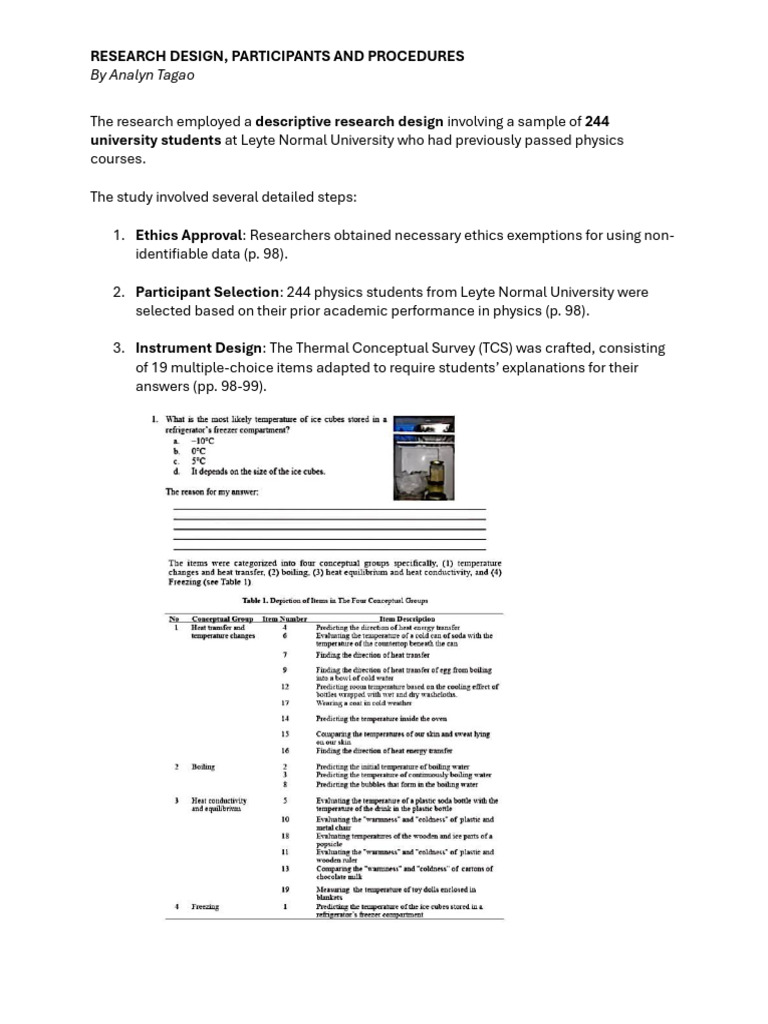 Research Design Participants and Procedures | PDF