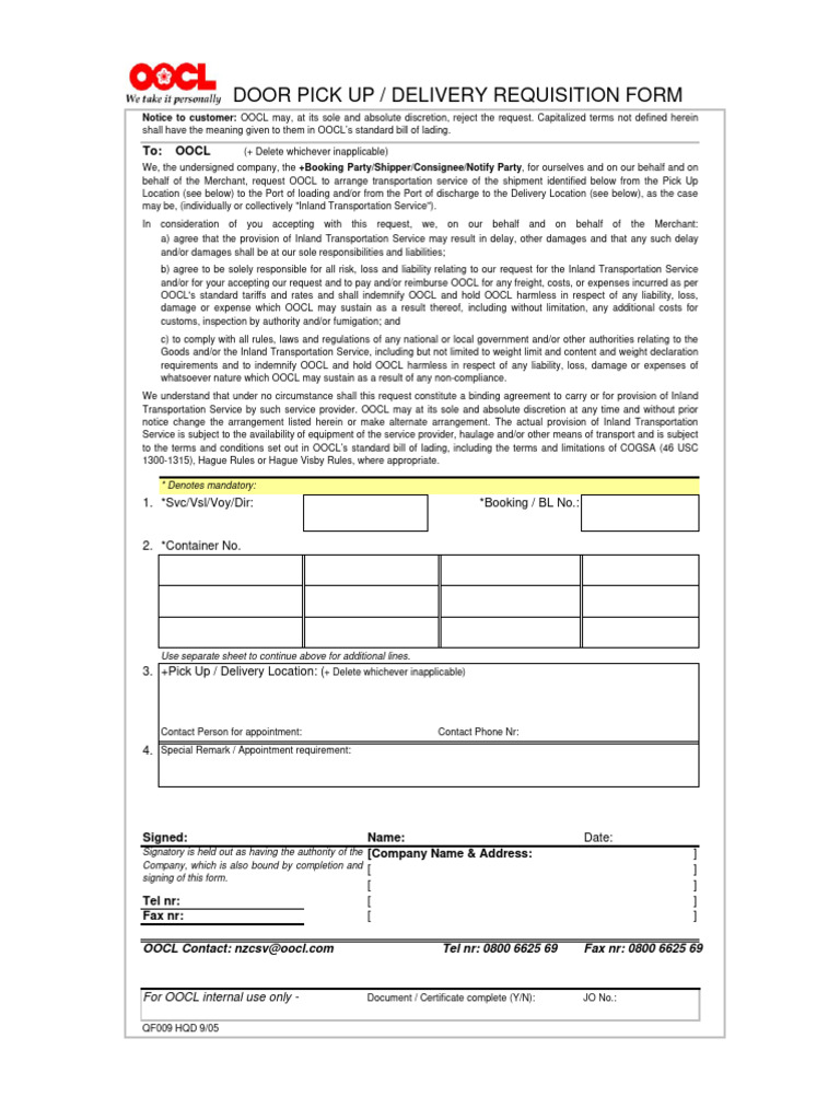 Merchant Haulage Request Form | PDF | Cargo | Private Law