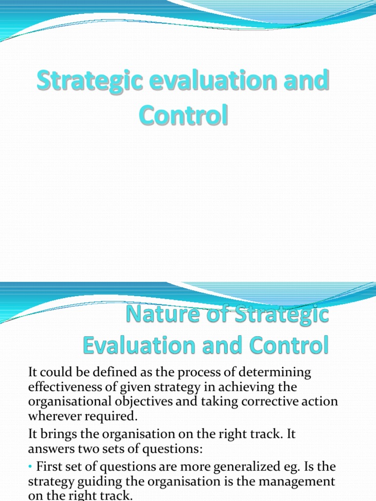 Strategic Evaluation and Control Techniques | PDF | Strategic ...