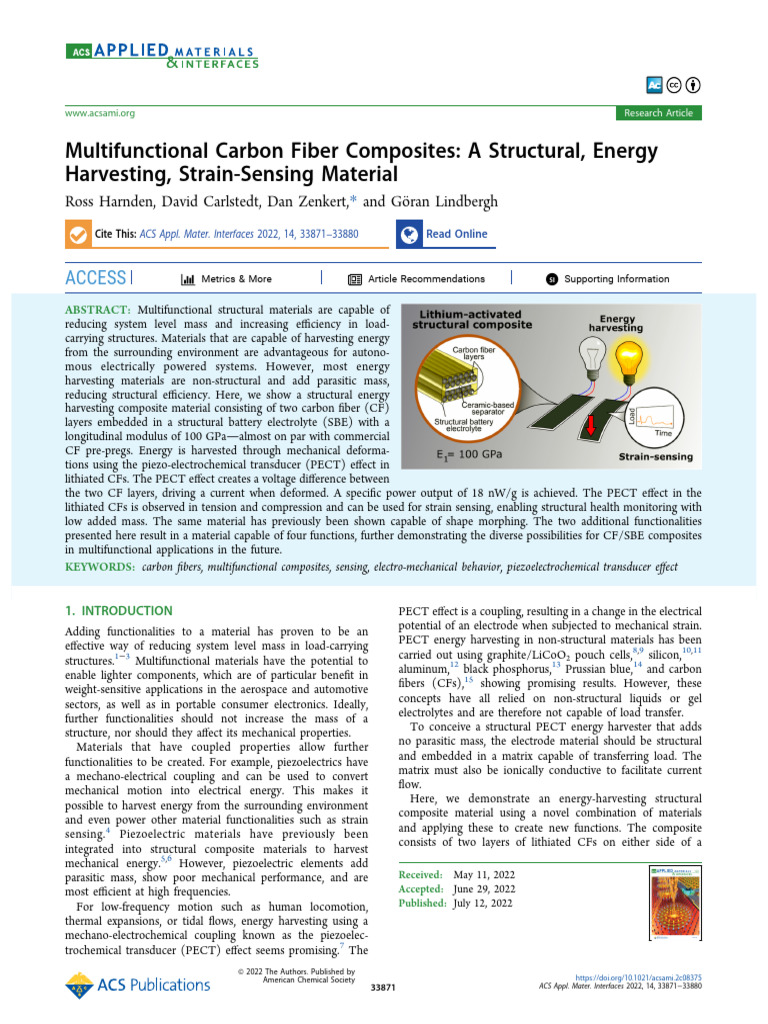 Harnden Et Al 2022 Multifunctional Carbon Fiber Composites A Structural ...