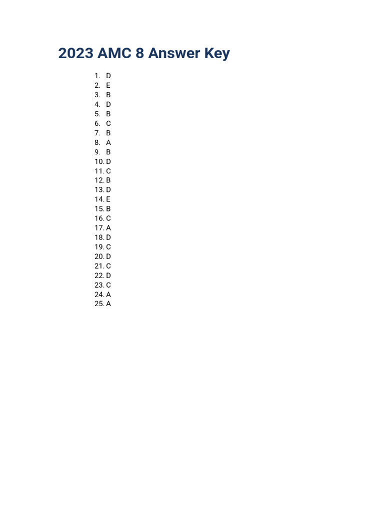2023 AMC 8 Answer Key | PDF