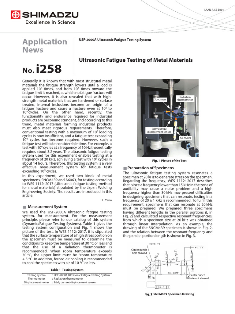 AN-Ultrasonic Fatigue Testing of Metal Materials | PDF | Fatigue ...