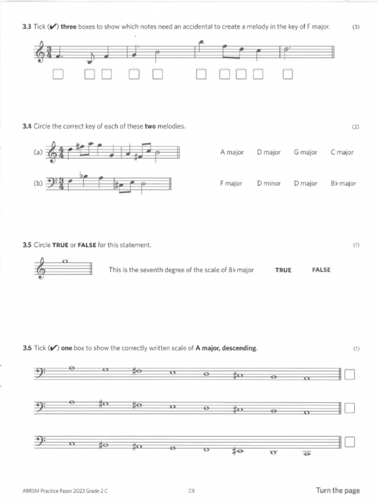 ABRSM Grade 2 - Practice Paper-23 | PDF
