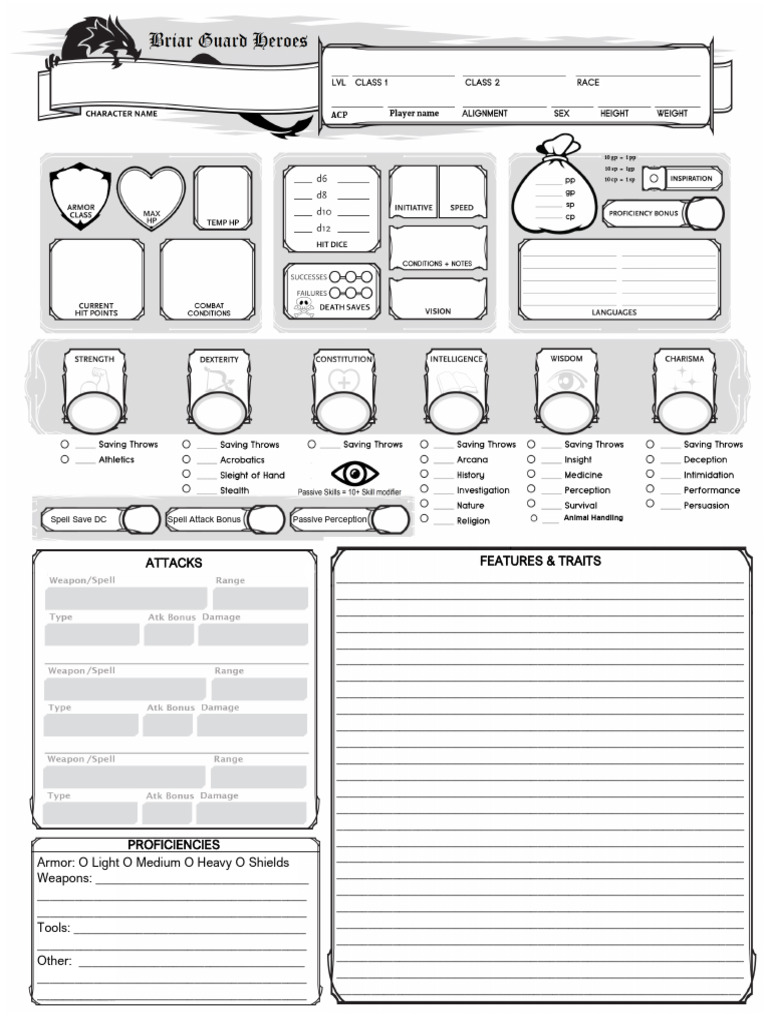 Fillable Eren Character Sheet for DnD | PDF | Role Playing Games