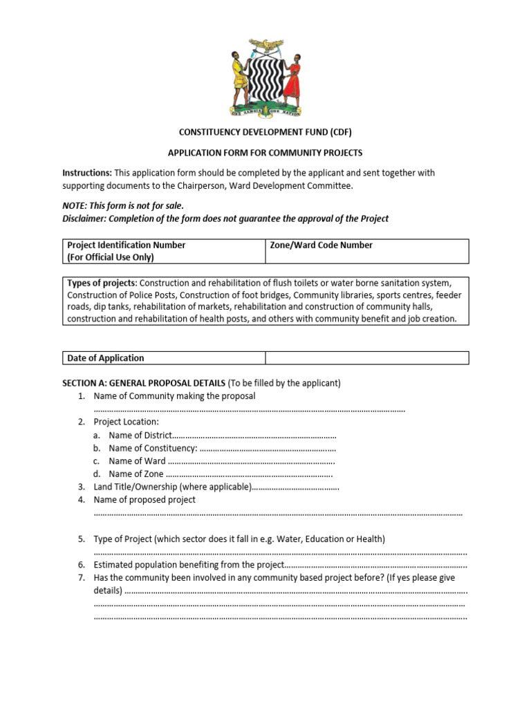 CDF Application Form for Community Projects | PDF