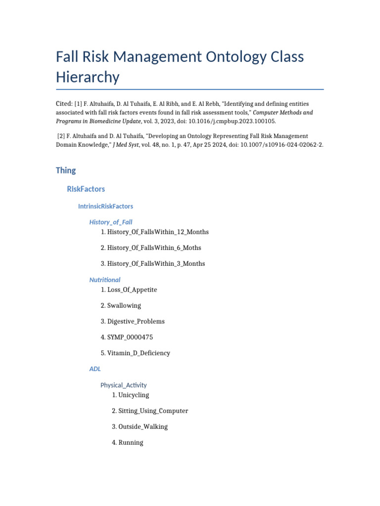 Fall Risk Managment Ontology Hierarchy | PDF | Human Diseases And ...