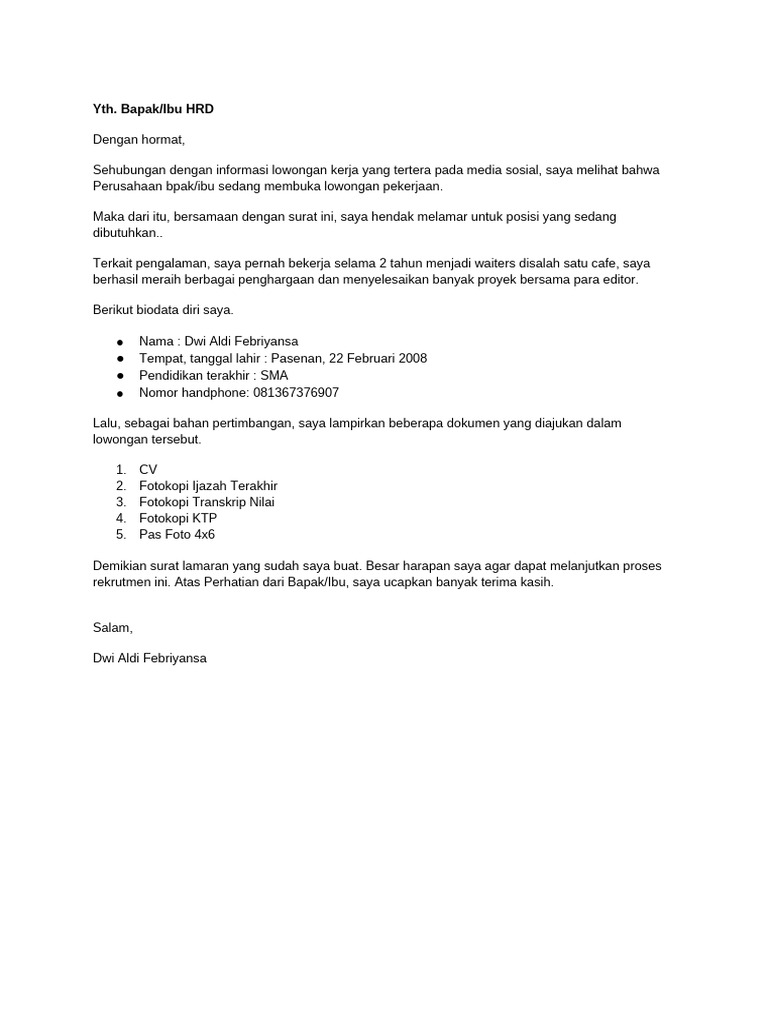 Surat LMK Aldi | PDF