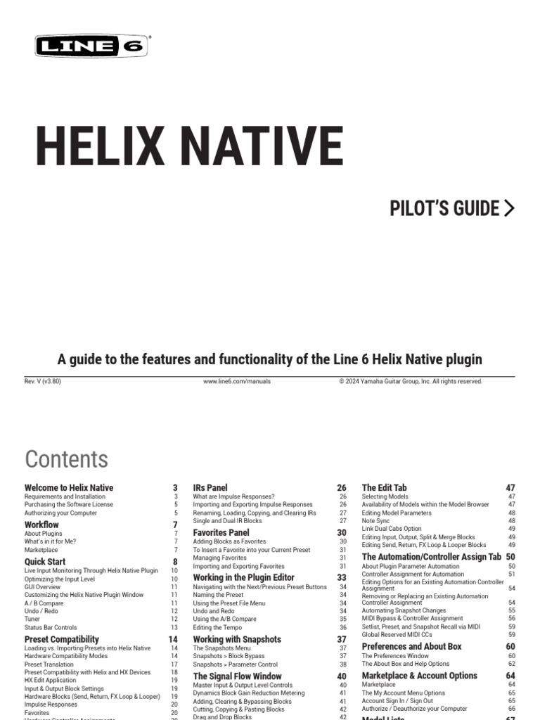 Helix Native Pilot's Guide 3.80 - English | PDF | Audio Engineering | Computer Engineering
