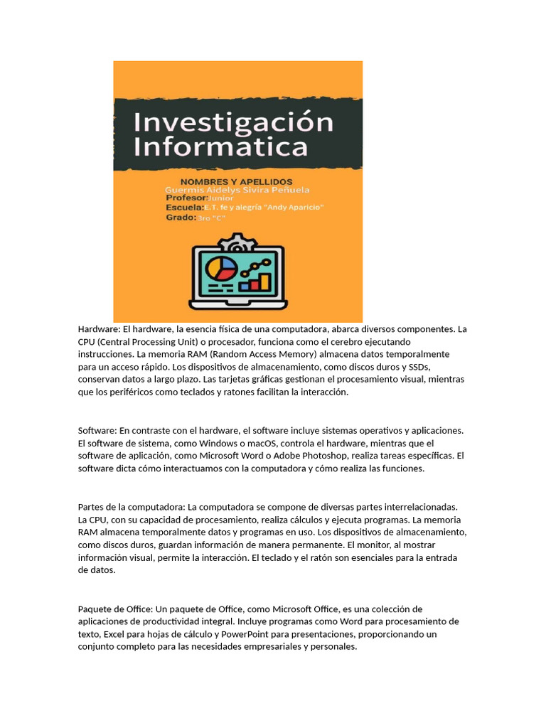 Tarea de Informatica | PDF | Hardware de la computadora | Microsoft Office
