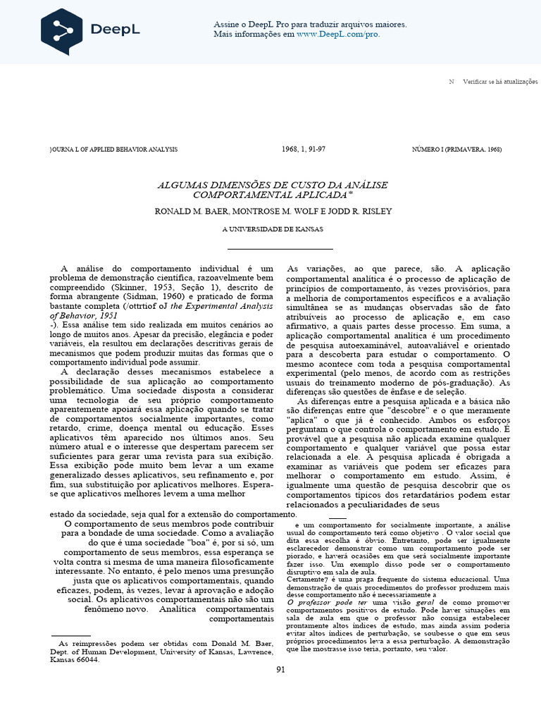 Dimensões de Custo da Análise Comportamental | PDF | Comportamento | Behaviorismo