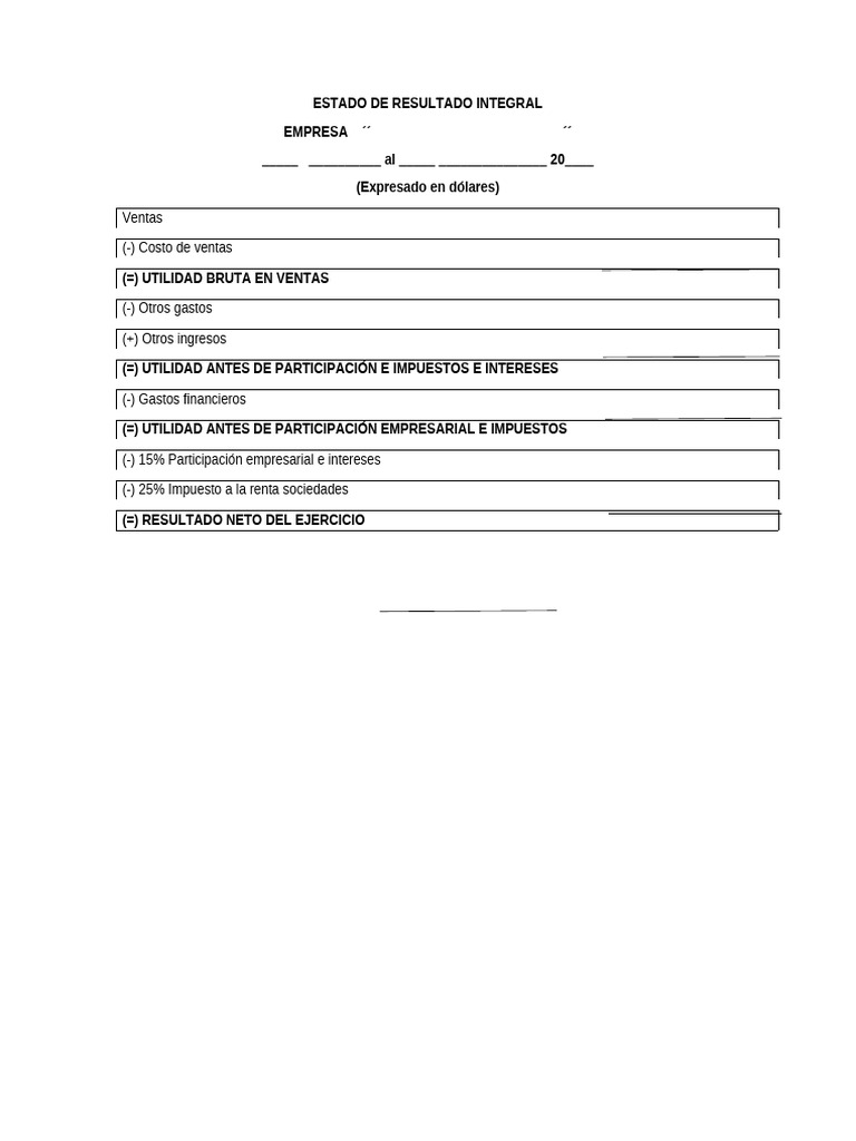 Estado de Resultado Integral Cont. Cost Formatos Final | PDF | Economias