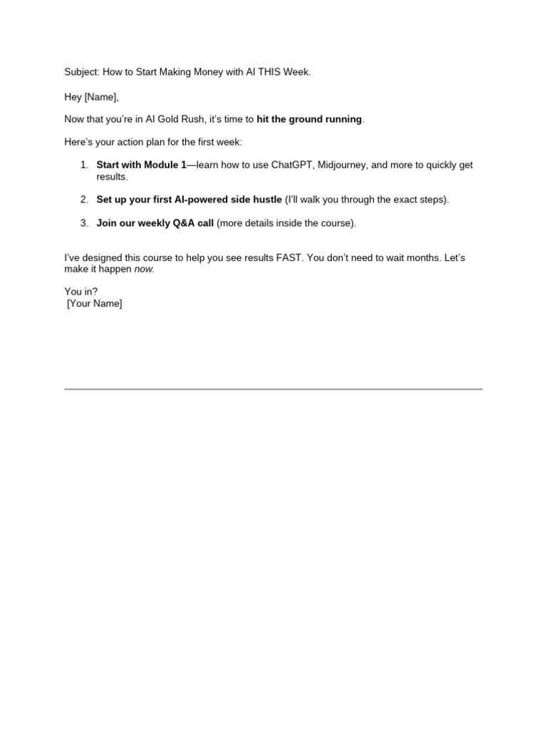How To Start Making Money With AI THIS Week. | PDF