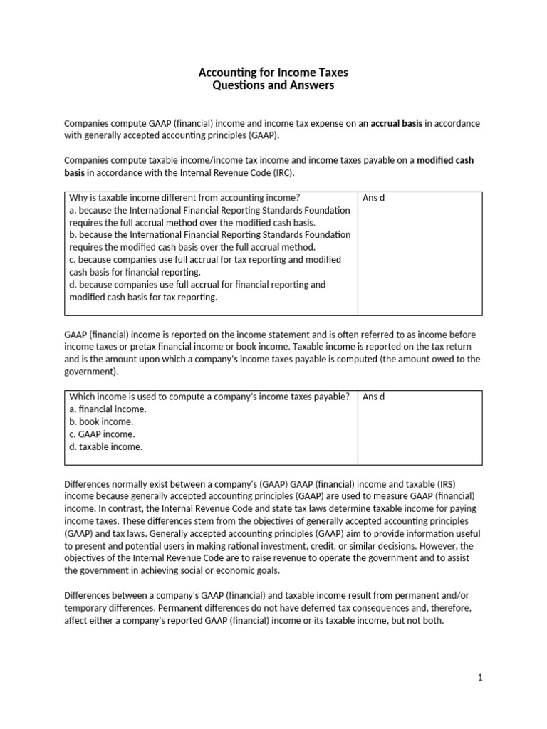D105-Acctng For Taxes - Notes, Q&A | PDF | Deferred Tax | Debits And ...