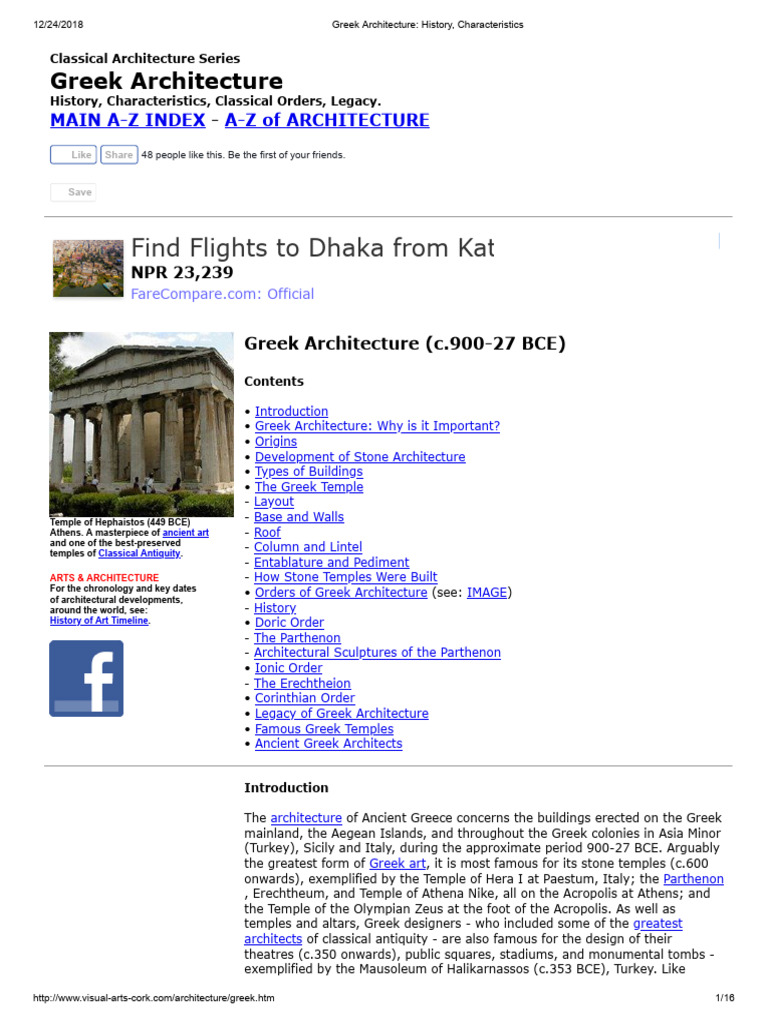 Greek Architecture - History, Characteristics | PDF | Column ...