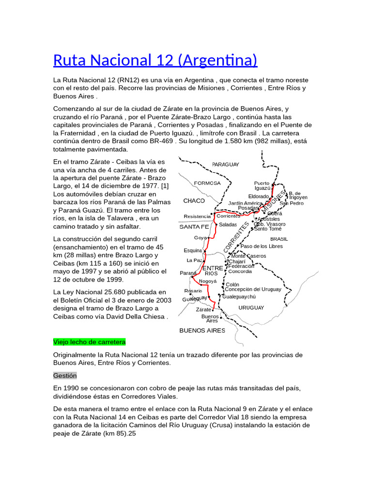 Ruta Nacional 12 | PDF