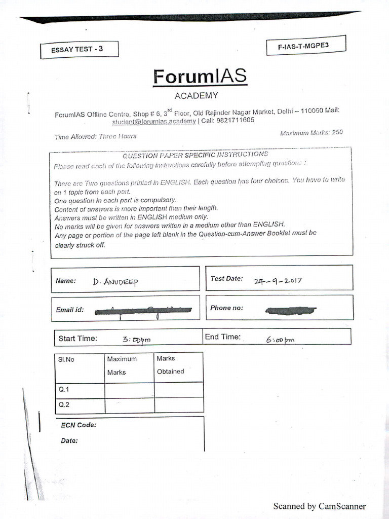 Essay - Anudeep AIR 1 Climate Change | PDF