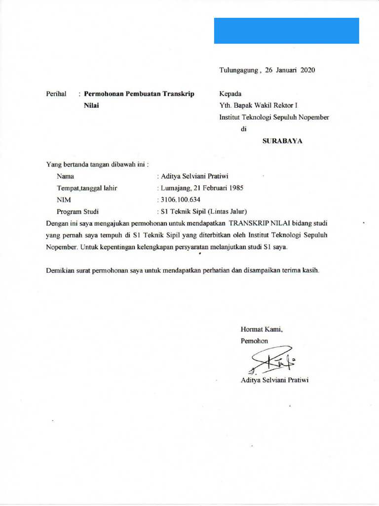 CONTOH-SURAT-PENGAJUAN-TRANSKRIP | PDF