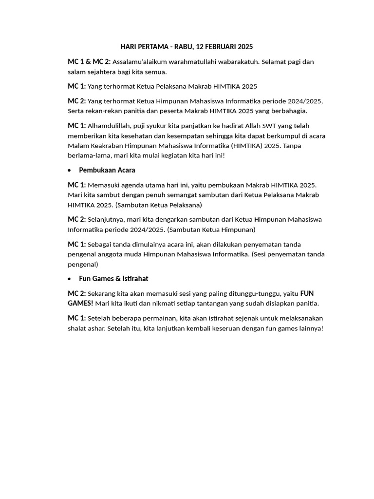 Teks MC Makab Himtika 2025 | PDF