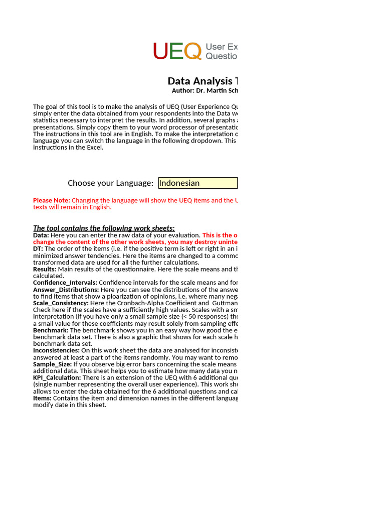UEQ Data Analysis Tool Version12 | PDF | Questionnaire | Statistical ...